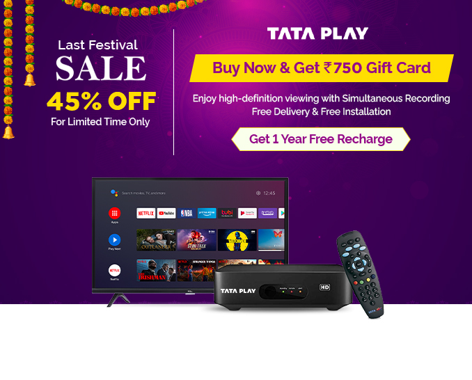 Tata Play HD New Connection- 100% Free HD Set Top Box- Pay ₹ 4000 & Get ...